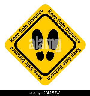 Foot Steps with Keep Safe Distance message vector illustration Stock ...