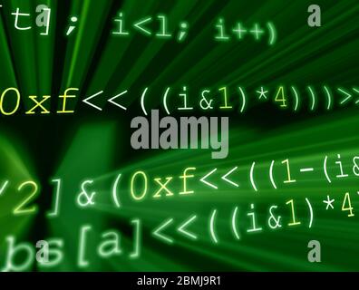 Programmers code abstract screen of a software developer. Source code background with light ...