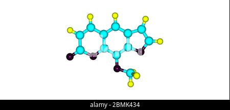 methoxsalen (psoralen) skin disease drug molecule. Used in PUVA therapy ...