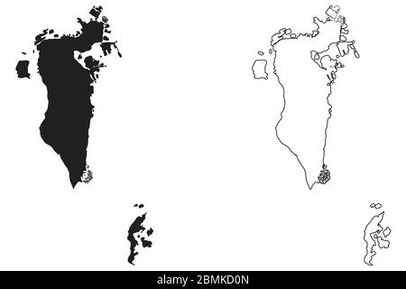 Bahrain outline map isolated on white background Stock Vector Image ...