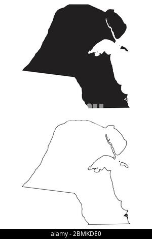 Kuwait Map black and white illustration Stock Vector Image & Art - Alamy