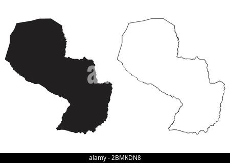 Paraguay outline map isolated on white background Stock Vector Image ...