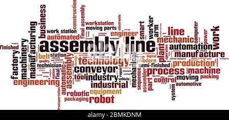 Assembly line word cloud concept. Collage made of words about assembly ...