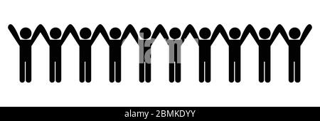 Hand holding stick figure vector illustration. Compassion stickman ...