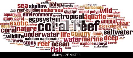 Coral reef word cloud concept. Collage made of words about coral reef ...