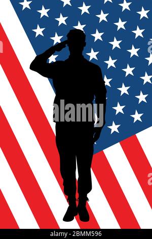 Memorial Day Soldier Hand Salute Colored Cartoon Stock Vector Image ...