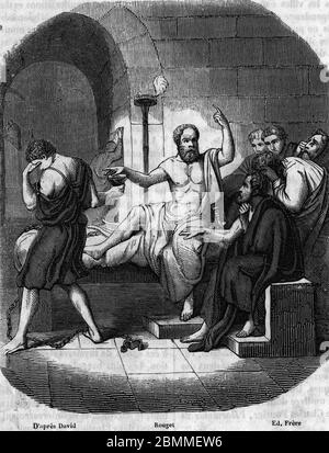 Antiquite grecque : suicide de Socrate, philosophe de la Grece antique ...