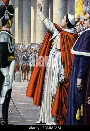 Le pape Pie IX (pio 9 ) ( 1792-1878) recueilli aux pieds de la statue ...