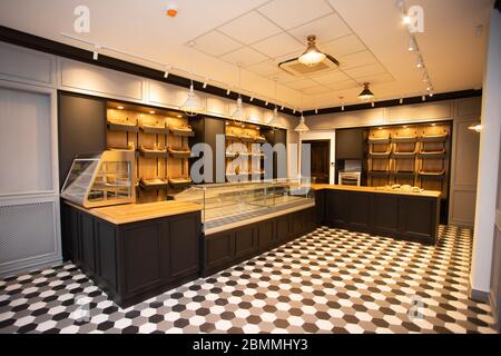 Empty modern bakery shop opening soon after quarantine Stock Photo - Alamy