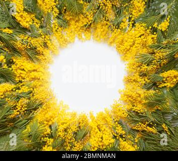 The inscription Easter in a round frame from matcha tea. Spring ...