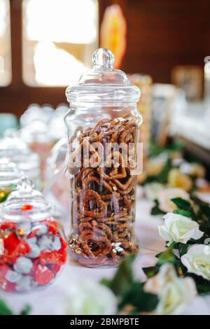 Candy Bar. Delicious sweet buffet with cupcakes. Sweet holiday buffet ...