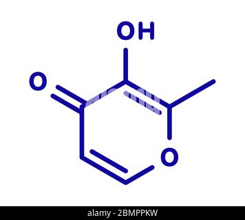Maltol food additive molecule (E636). Stylized skeletal formula ...