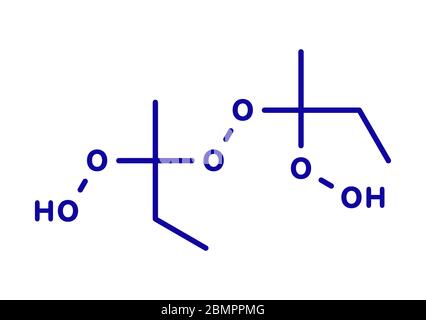 Methyl ethyl ketone peroxide (MEKP) explosive molecule. Stylized ...