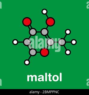 Maltol food additive molecule (E636). Stylized skeletal formula ...