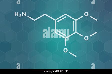 Mescaline peyote cactus psychedelic molecule. Stylized skeletal formula ...