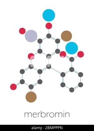 Merbromin topical antiseptic molecule. Used to treat wounds. Contains ...