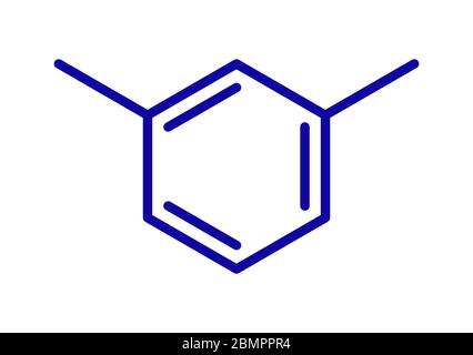 Meta-xylene (m-xylene) aromatic hydrocarbon molecule. Skeletal formula ...
