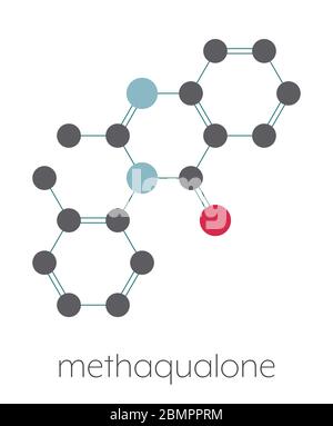 Methaqualone recreational drug, chemical structure. Skeletal formula ...