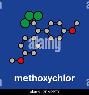 Methoxychlor pesticide molecule. Stylized skeletal formula (chemical ...
