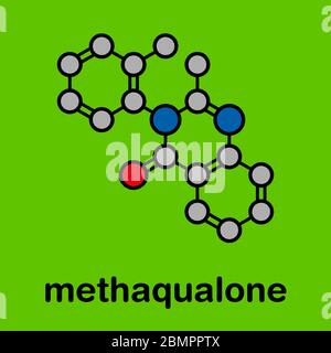 Methaqualone recreational drug, chemical structure. Skeletal formula ...