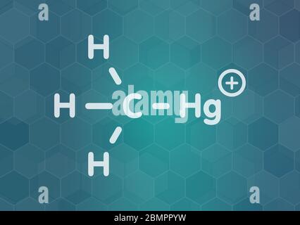 Methylmercury cation environmental pollutant, chemical structure ...