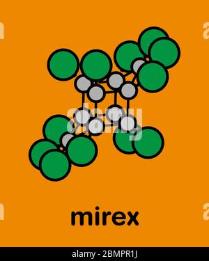 Mirex insecticide molecule. Stylized skeletal formula (chemical ...