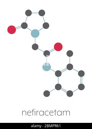 Nefiracetam nootropic drug molecule. Stylized skeletal formula ...
