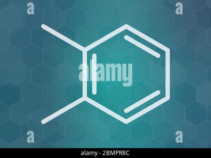 Ortho-xylene (o-xylene) aromatic hydrocarbon molecule. Stylized ...