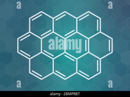 Ovalene polycyclic aromatic hydrocarbon molecule. Stylized skeletal ...