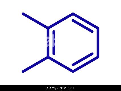 Ortho-xylene (o-xylene) aromatic hydrocarbon molecule. Stylized ...