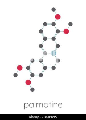Palmatine herbal alkaloid molecule. Stylized skeletal formula (chemical ...