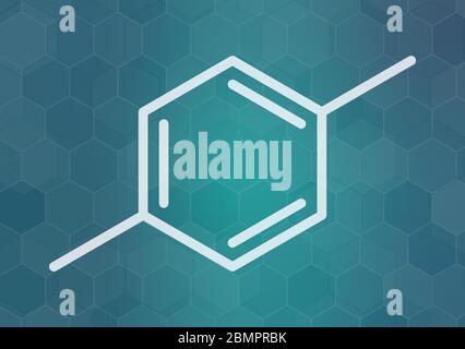 Para-xylene (p-xylene) aromatic hydrocarbon molecule. Stylized skeletal ...
