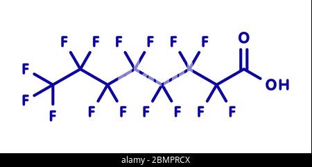 Perfluorooctanoic acid (PFOA, C8) molecule. Important and persistent ...