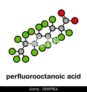 Perfluorooctanoic acid (PFOA, C8) molecule. Important and persistent ...