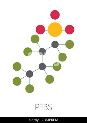 Perfluorobutanesulfonic acid fluorosurfactant molecule. Skeletal ...