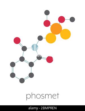 Phosmet organophosphate insecticide molecule. Stylized skeletal formula ...