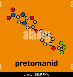 Pretomanid tuberculosis drug molecule. Stylized skeletal formula ...