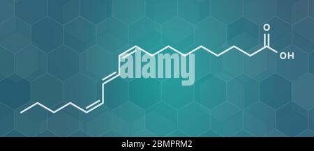 Punicic acid (trichosanic acid) molecule. Fatty acid present in ...