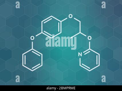 Pyriproxyfen pesticide molecule. Juvenile hormone analogue that ...