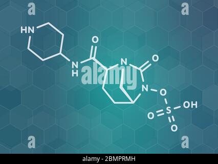 Relebactam drug molecule. Beta-lactamase inhibitor that is administered ...