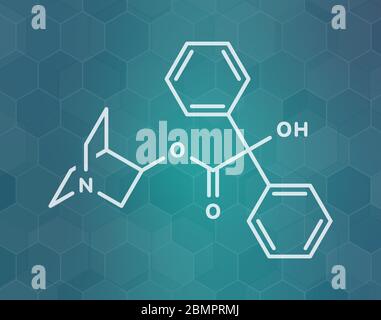 3-Quinuclidinyl benzilate (QNB, BZ) incapacitating agent molecule ...