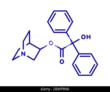 3-Quinuclidinyl benzilate (QNB, BZ) incapacitating agent molecule ...