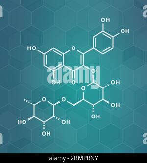 Rutin (rutoside, sophorin) molecule. Herbal glycoside composed of ...