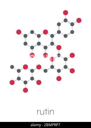 Rutin (rutoside, sophorin) molecule, chemical structure. Believed to ...