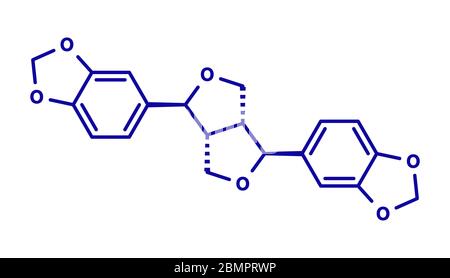Sesamin molecule. Lignan present in sesame oil. Stylized skeletal ...