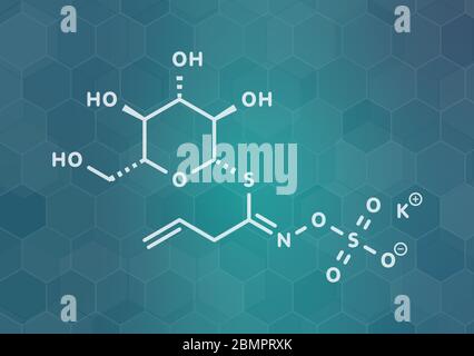 Sinigrin glucosinolate molecule. Present in some cruciferous vegetables ...