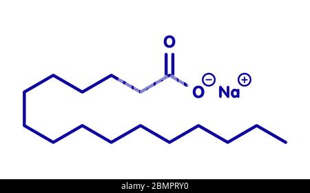 Sodium palmitate soap molecule. Prepared from palm oil by ...
