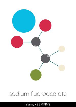 Sodium fluoroacetate pesticide (1080), chemical structure. Skeletal ...