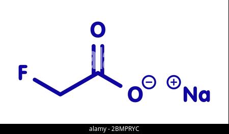 Sodium fluoroacetate pesticide (1080), chemical structure. 3D rendering ...