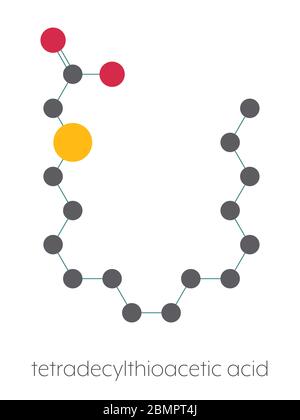 Tetradecylthioacetic acid (TTA) synthetic fatty acid molecule. Stylized ...